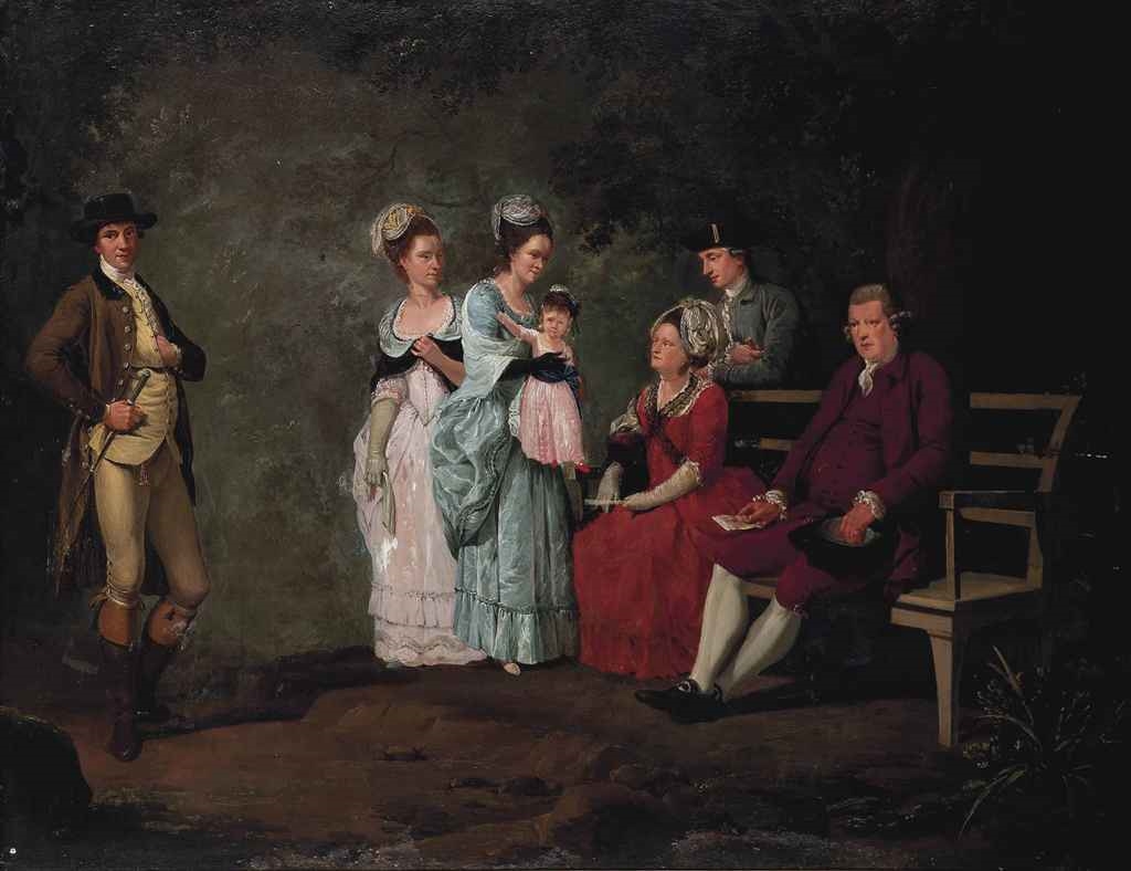 Hugh Barron | Portrait of the Perry family in a wooded landscape (1778 ...