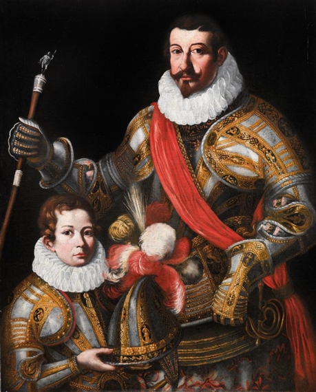 Spanish School, 16th Century | Portrait of a Condottiere and his son ...