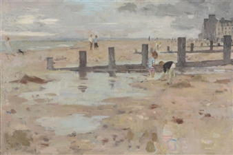 Bernard Dunstan | Beach at low tide | MutualArt