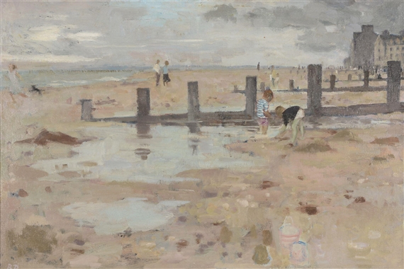 Bernard Dunstan | Beach at low tide | MutualArt