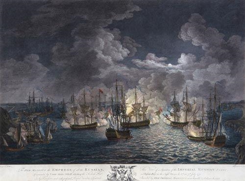 Pierre Charles Canot | View of the Imperial Russian Fleet, Commanded by ...