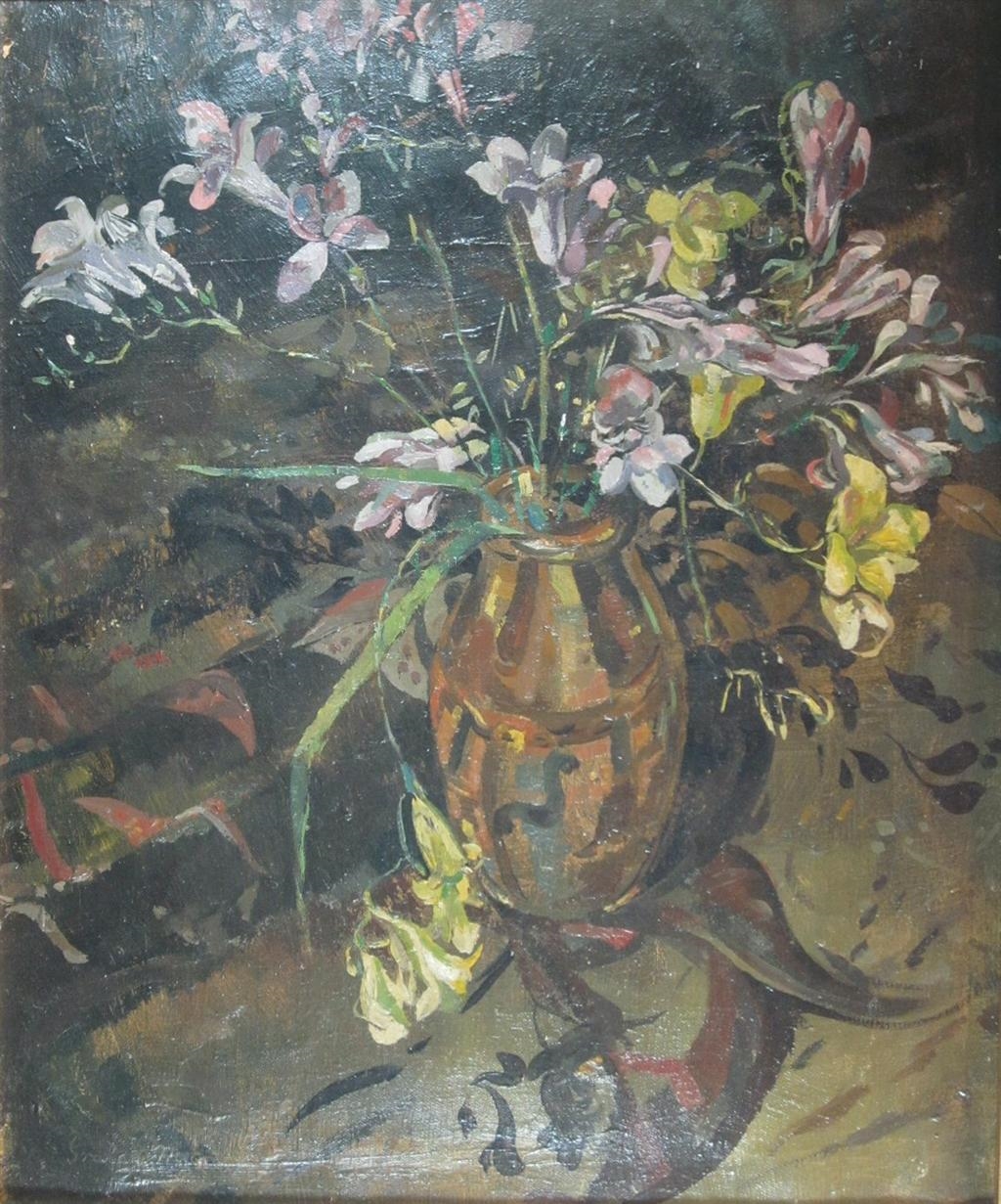 Graham Murray | STILL LIFE WITH YELLOW AND PINK FLOWERS | MutualArt