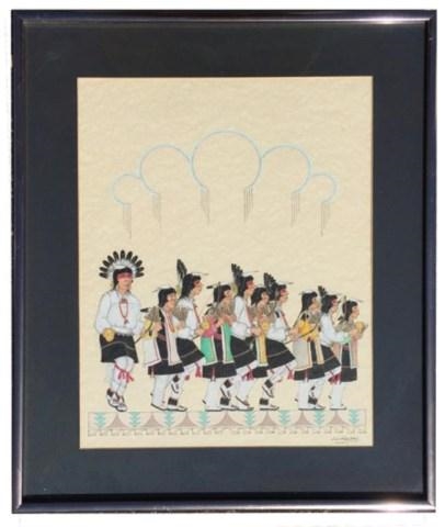 Jose D. Roybal | Ten corn dancers (Circa 1980s) | MutualArt