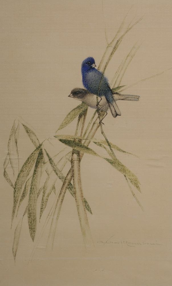 Athos Menaboni | Blue Birds on River Cane | MutualArt