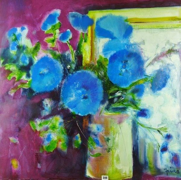 Paul Frias | colourful still life of blue flowers | MutualArt