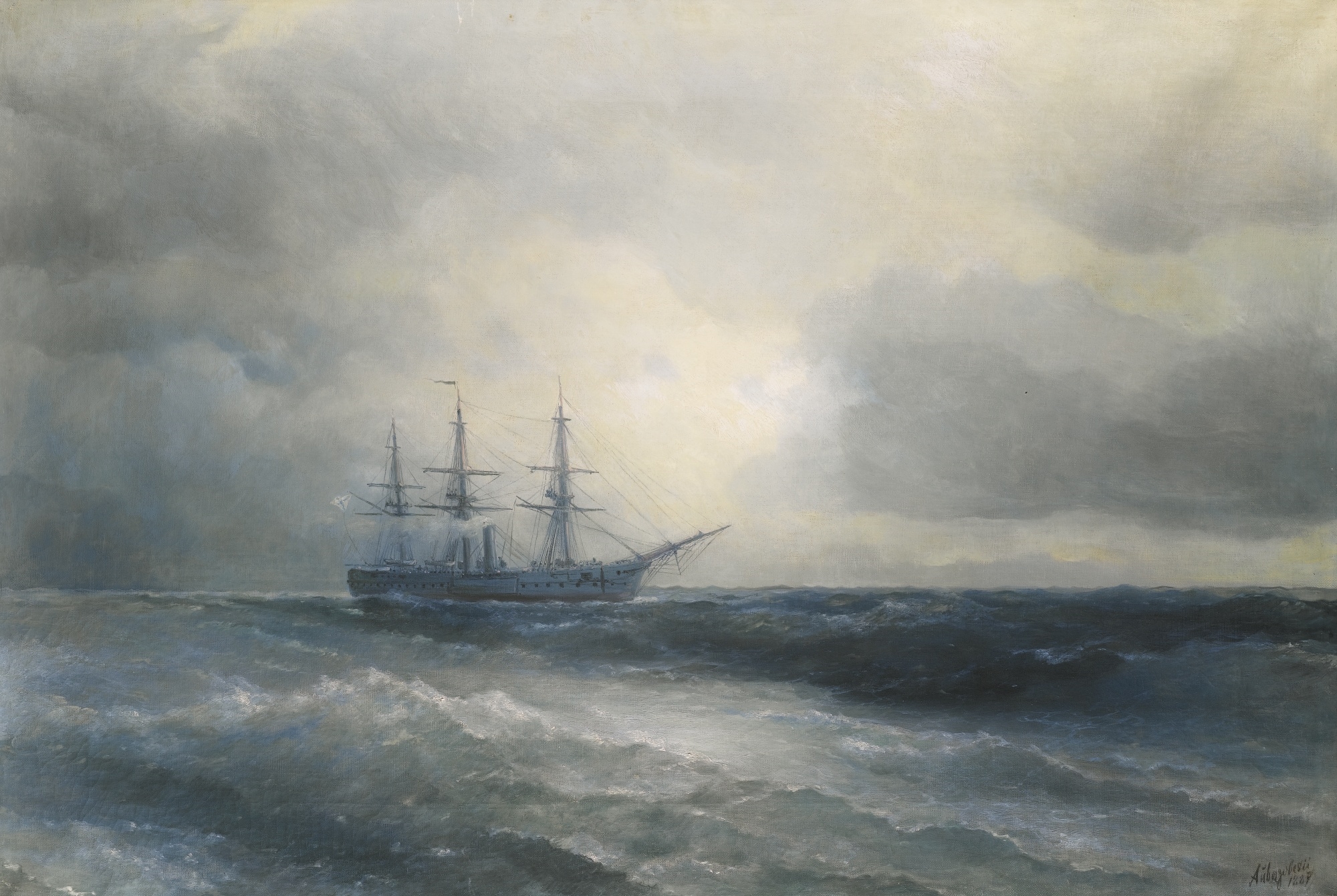 Ivan Aivazovsky | Ship at Sea, 1888 | MutualArt