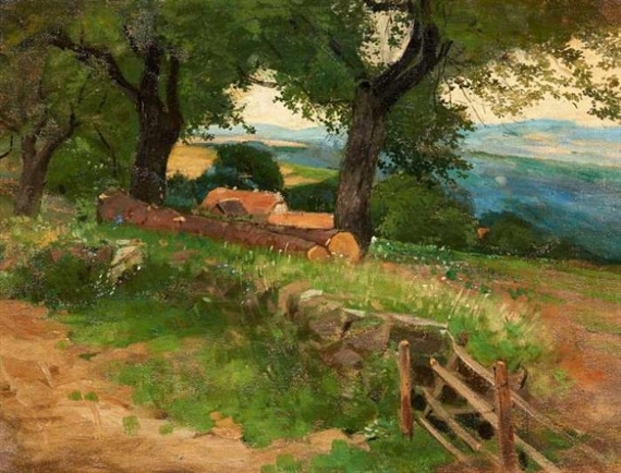 Robert Hermann Sterl | Stone Wall in front of a Hessian Landscape ...