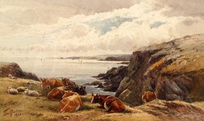 Thomas Rowden | Cows on the Devon Coast (1903) | MutualArt