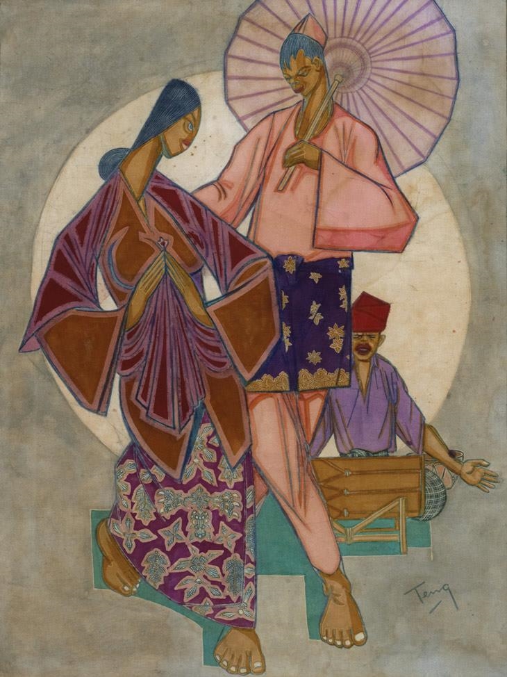 Chuah Thean Teng | TARIAN PAYUNG (UMBRELLA DANCE) (1967) | MutualArt