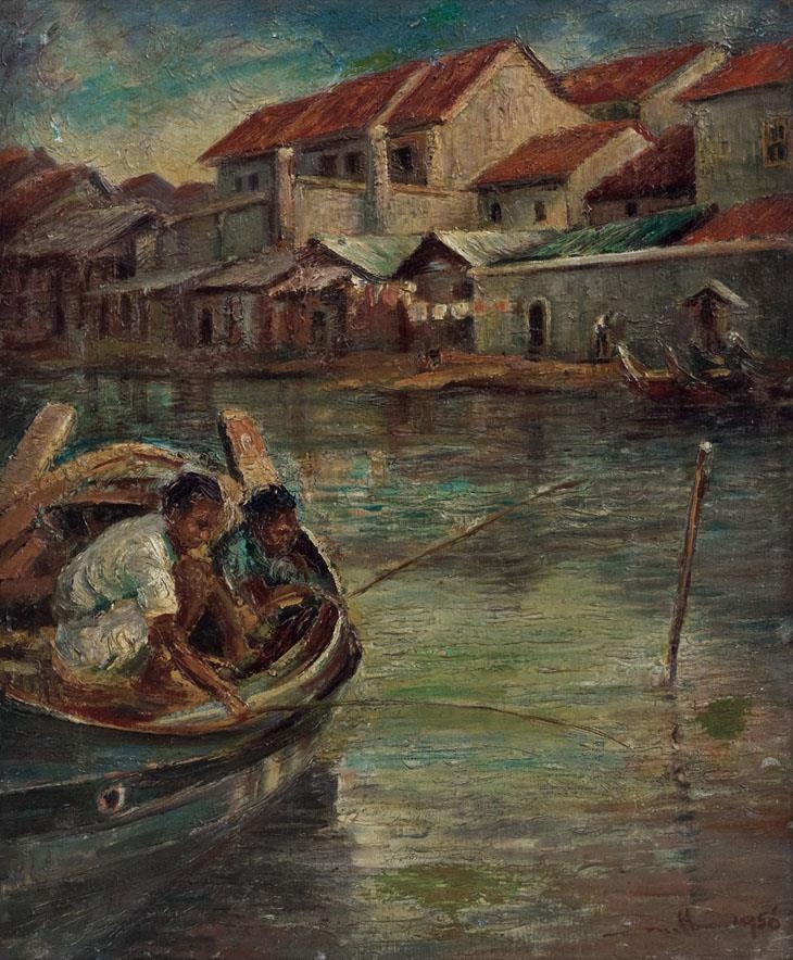 Mohammad Hoessein Enas | MALACCA RIVER SCENE (1956) | MutualArt