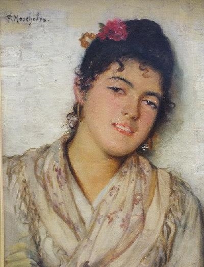 Felix Stone Moscheles | portrait of a Spanish girl, head and shoulders ...