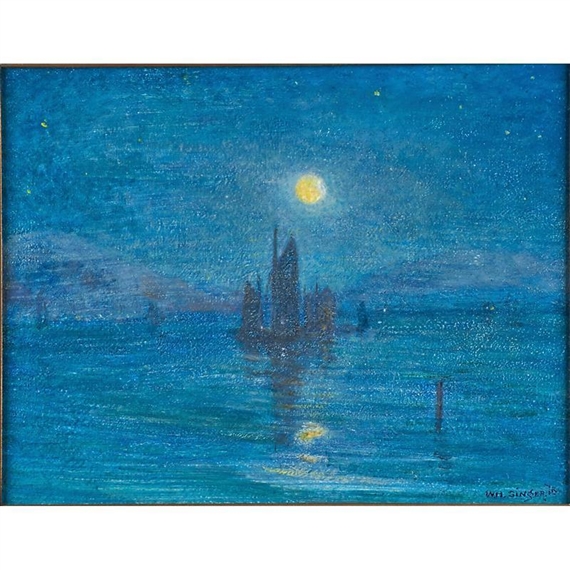 William Henry Singer | Our Valley in Moonlight | MutualArt