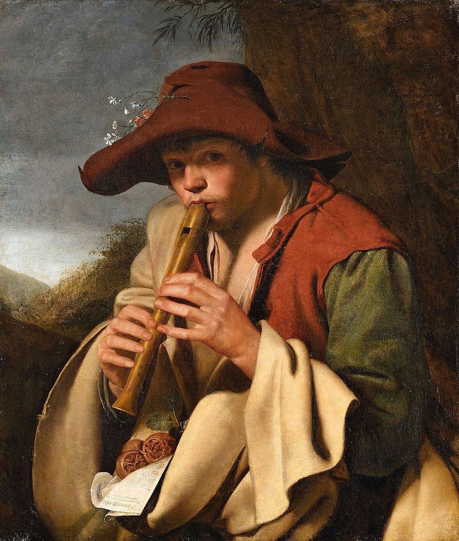 Jan Miel | Boy Playing a Flute (Il Pifferaio) | MutualArt