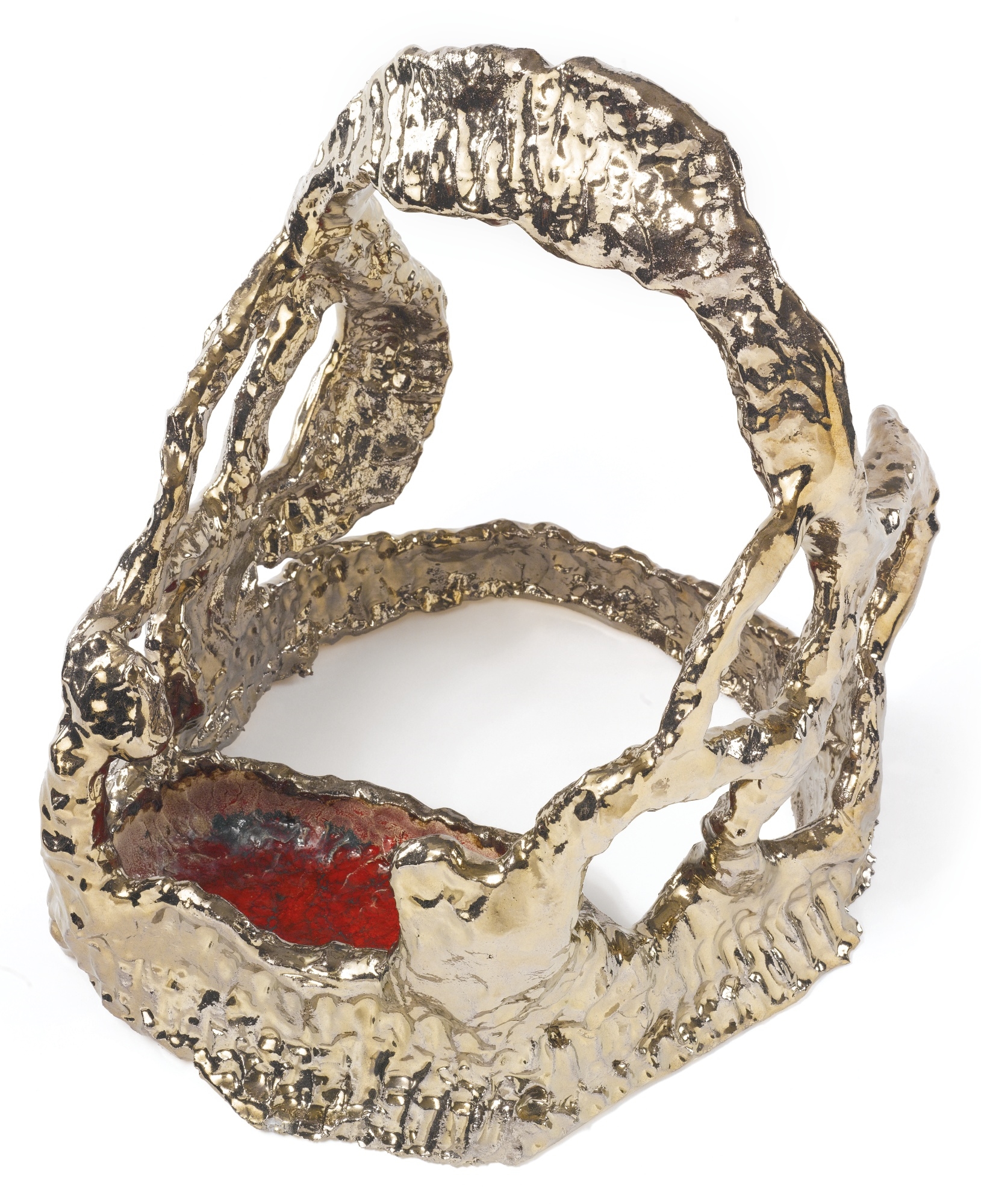 Sterling Ruby | CERAMIC/BRASS FACIAL WITH RED BOWL (2006) | MutualArt