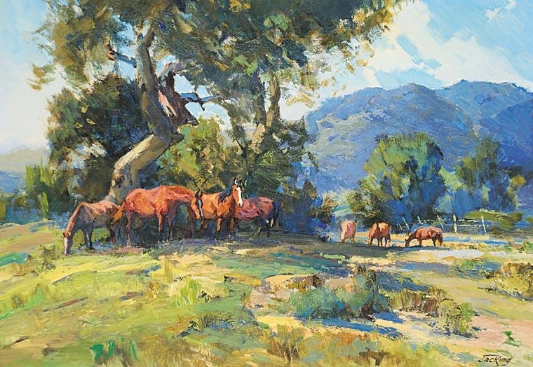 Jack Elmo King | Untitled - Grazing Horses | MutualArt