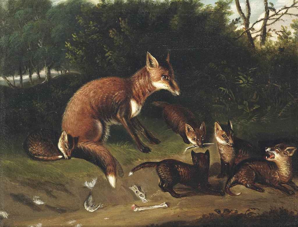 Samuel Raven | A vixen and her cubs | MutualArt