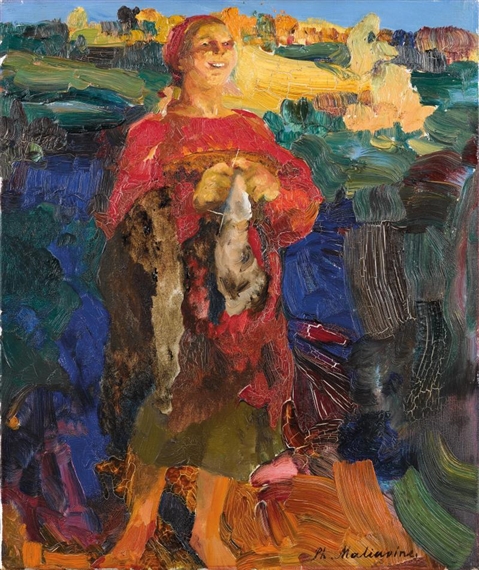 Philip Malyavin | Contadina vestita di rosso (1925 - 1930) | MutualArt