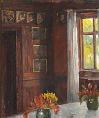 Helga Ancher | Interior from the dining room at Brøndum's Hotel, Skagen ...