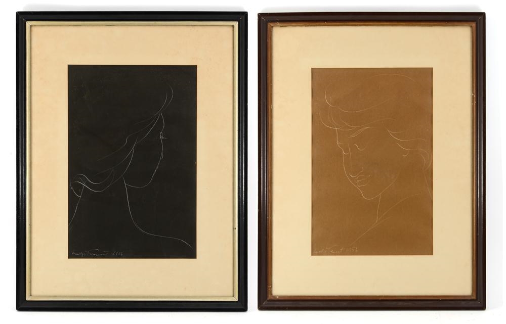 Madge Tennent | 2 Works: Profiles of Women (1956) | MutualArt