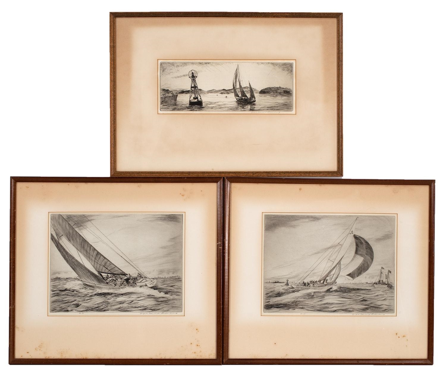 Yngve Edward Soderberg | Three etchings of yacht racing scenes : one of ...