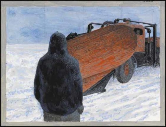 Alex Colville | Study for Artist and Blue Jay (1993) | MutualArt