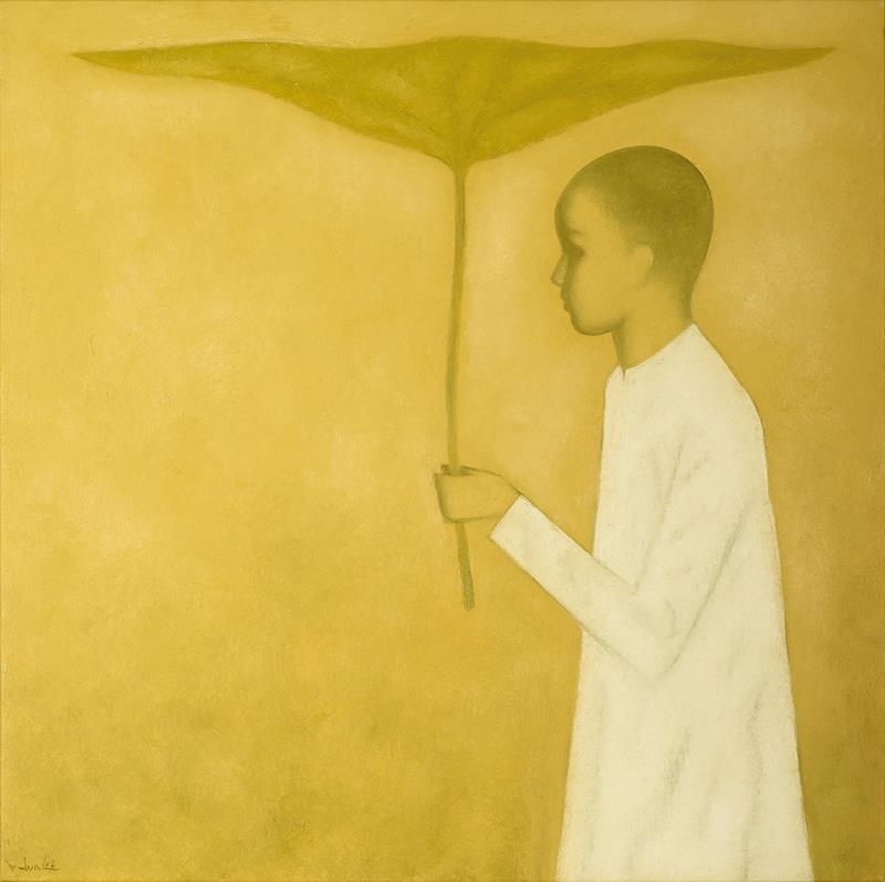 Hong Viet Dung | Boy With Lotus Leaf (2003) | MutualArt