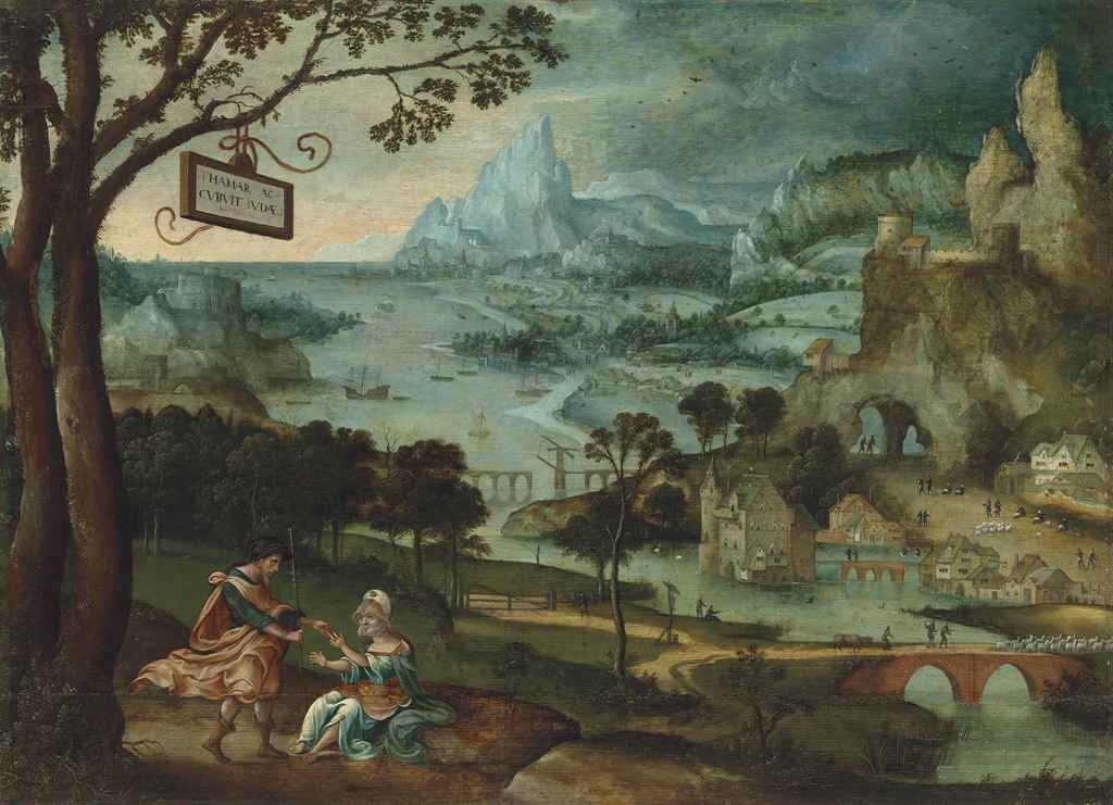 Lucas Gassel | A panoramic river landscape with Judah and Tamar | MutualArt