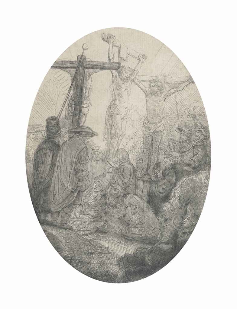Rembrandt van Rijn | Christ Crucified Between the Two Thieves: An Oval Plate | MutualArt