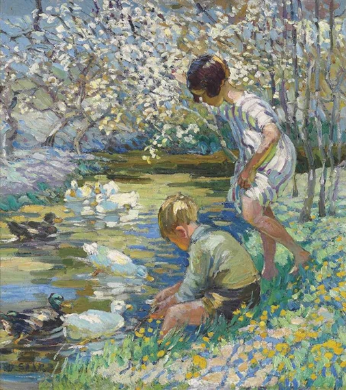 Dorothea Sharp | Children playing beside a stream | MutualArt