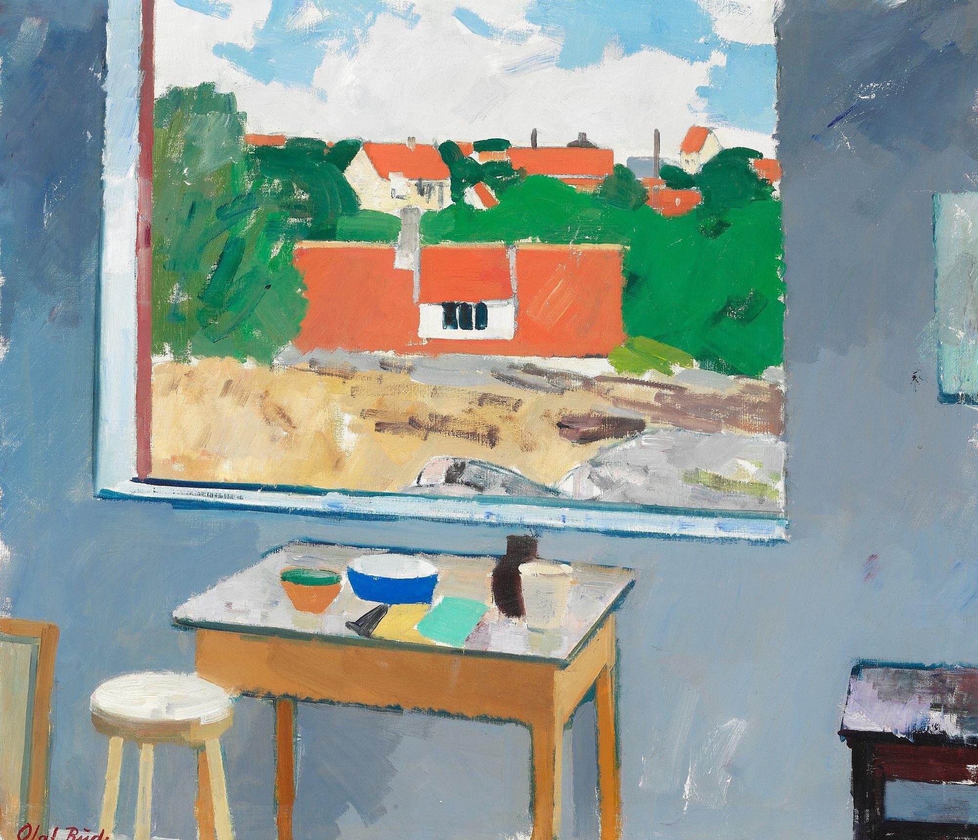 Olaf Rude | Interiør fra mit atelier med udsigt over Allinge (1941 ...