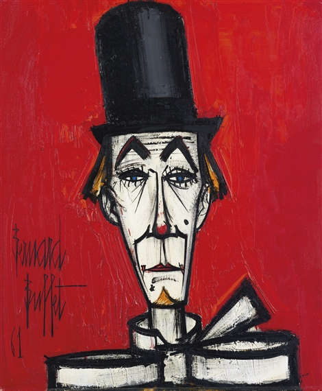 Bernard Buffet | CLOWN AU CHAPEAU HAUTE FORME (1961) | MutualArt