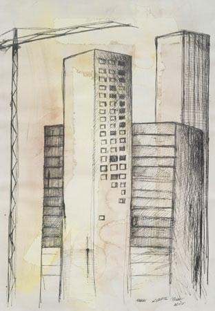 Daniel Mosako | Skyscrapers and Crane (2008) | MutualArt