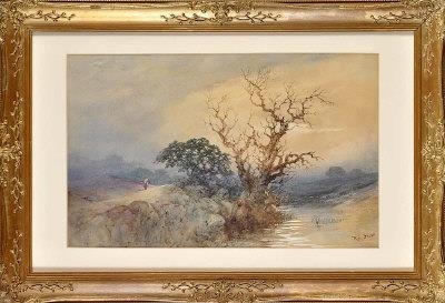 Robert Frier | A SCOTTISH LANDSCAPE WITH A STICK GATHERER | MutualArt