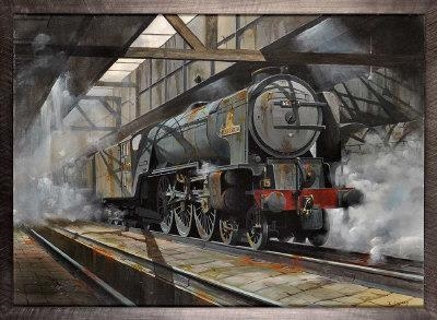Ivan Lindsay | THE LOCOMOTIVE NORTH EASTERN IN AN ENGINE SHED | MutualArt