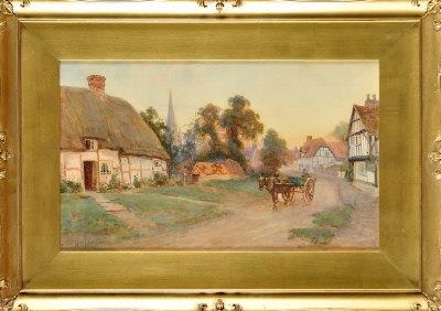 Samuel Towers | A HORSE AND TRAP ON A VILLAGE STREET | MutualArt
