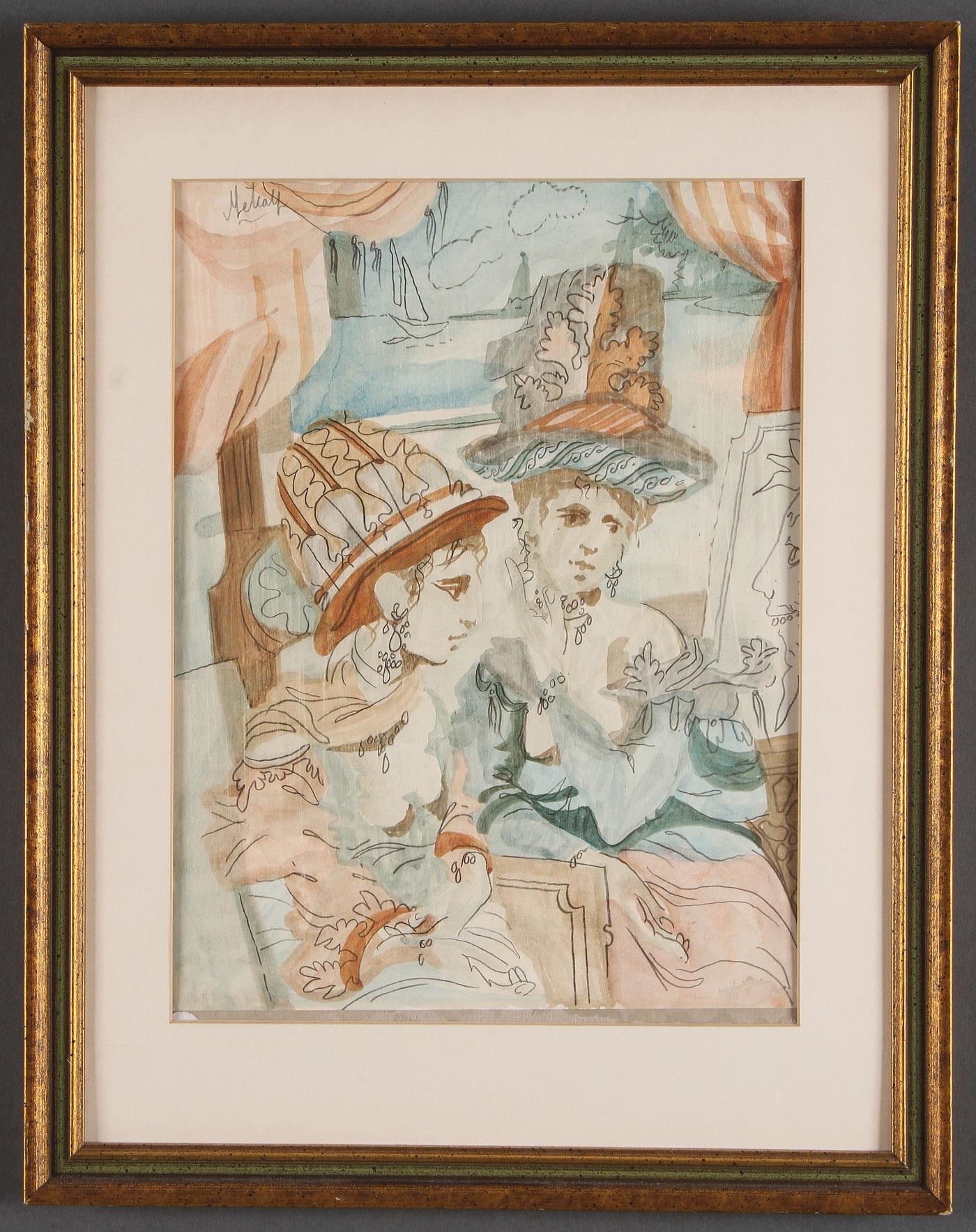 Conger Metcalf | 2 works: Woman with Dog & Two Women Seated | MutualArt