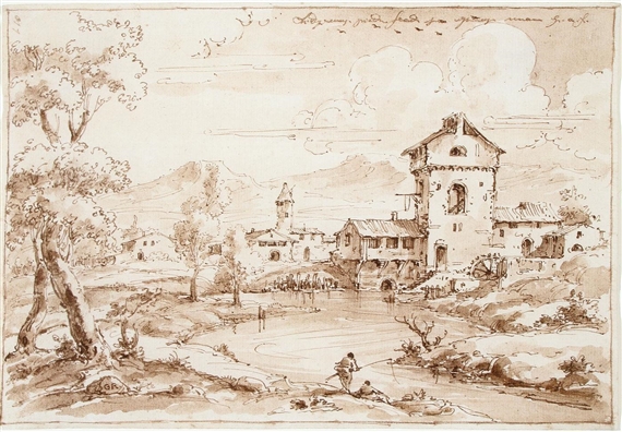 Giovanni Francesco Grimaldi | Village Scene with Figures | MutualArt