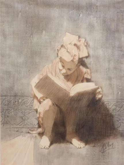 Conger Metcalf | Portrait of a Girl Reading | MutualArt
