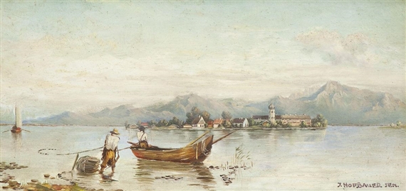 Hofbauer Josef | Fishermen at Lake Chiemsee | MutualArt