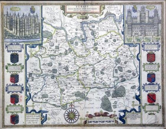 John Speed | Map of Surrey, described and divided in Hundred's | MutualArt