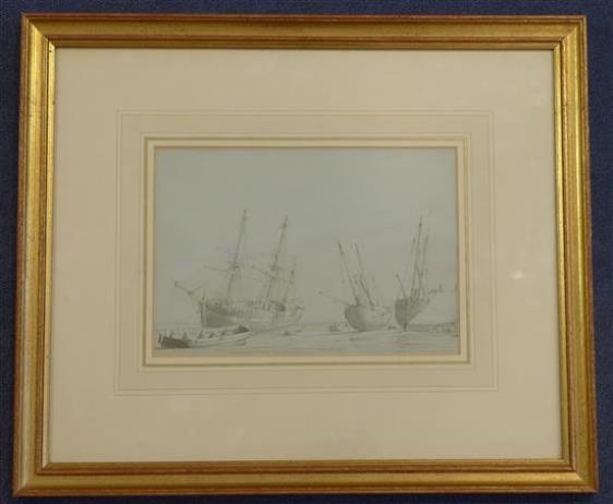 Calvert Richard Jones | Harbour scene at low tide (1837) | MutualArt