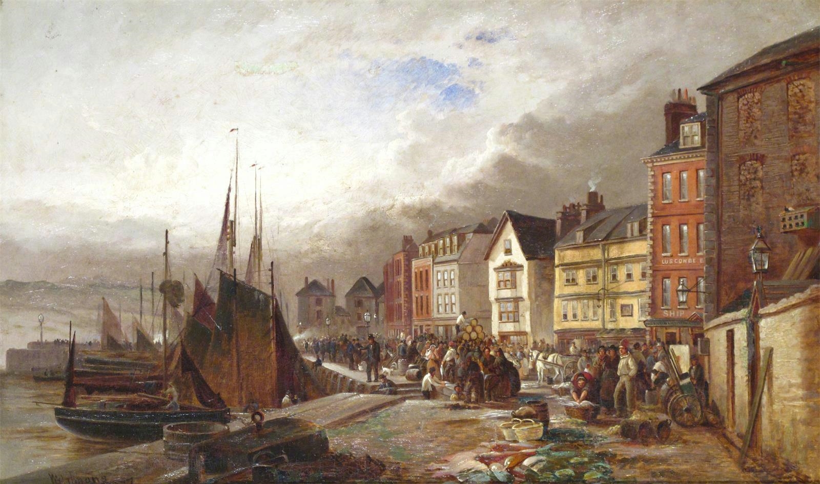 William Gibbons | A Pair: View of the Barbican, Plymouth & A village ...