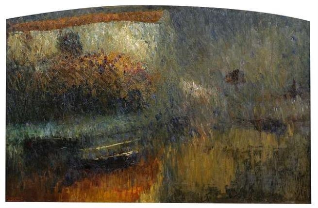 Emanuel Vidović | Lake with boat in landscape | MutualArt