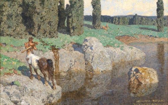 Alexander Rothaug | A centaur waiting near a fountain | MutualArt
