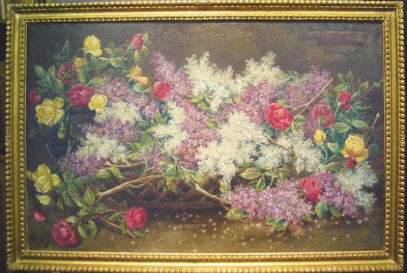 August Pollak | Lilacs and roses | MutualArt