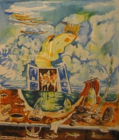 David Meshulam | Surrealist Landscape with Fish (1968) | MutualArt