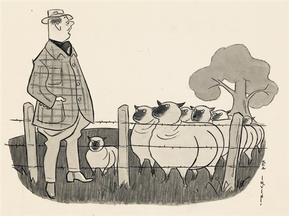 Rea Irvin | Man regarding sheep | MutualArt