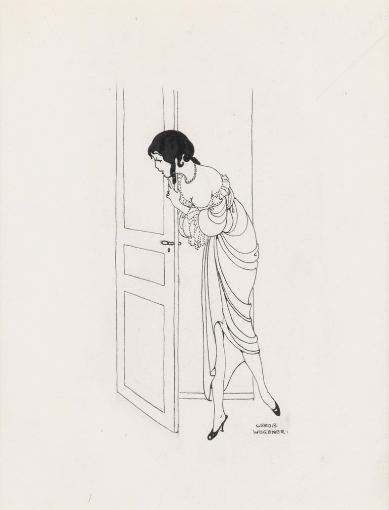 Gerda Wegener | Peeking Around the Door (1920) | MutualArt