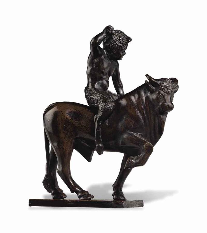 Barthélemy Prieur | A bronze group of a young satyr riding a bull ...