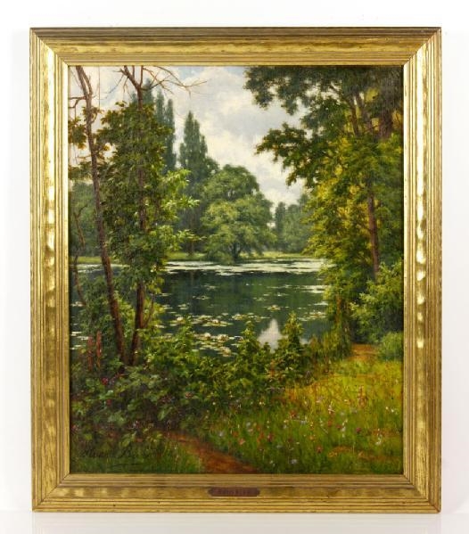 Henri Biva | Landscape with pond | MutualArt